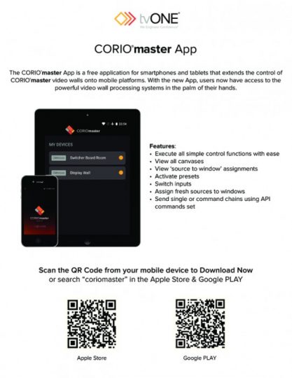 tvONE Debuts CORIO master App for Smartphones & Tablets – rAVe [PUBS]