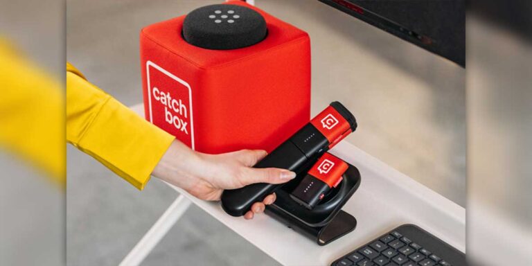 Catchbox 4-Channel Mic System with IP or Dante Ships, Aimed at ...